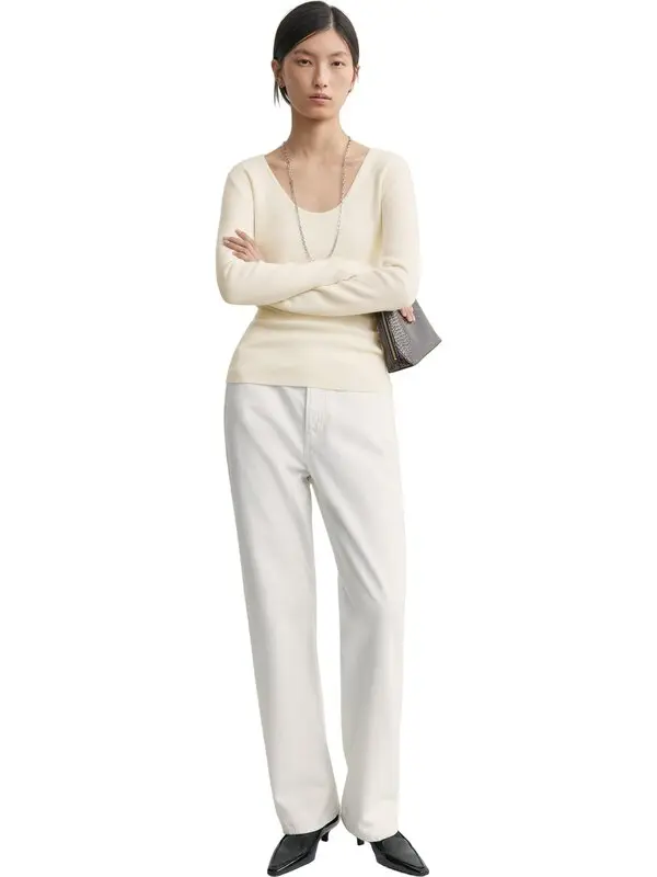 TOTEME Merino Knit Top With Scoop Neck - Ecru