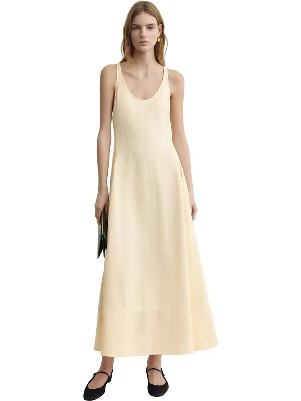 TOTEME Sculpted Cotton Tweed Maxi Dress - Ecru