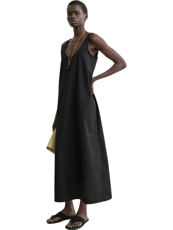 TOTEME Scoop Neck Poplin Dress - Black