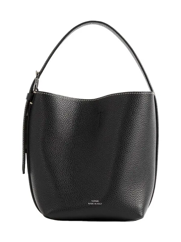 TOTEME Belted Grained-leather Tote - Black