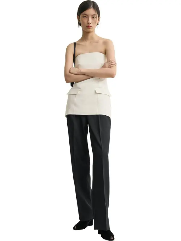 TOTEME Strapless Crepe Pocket Top - Ecru