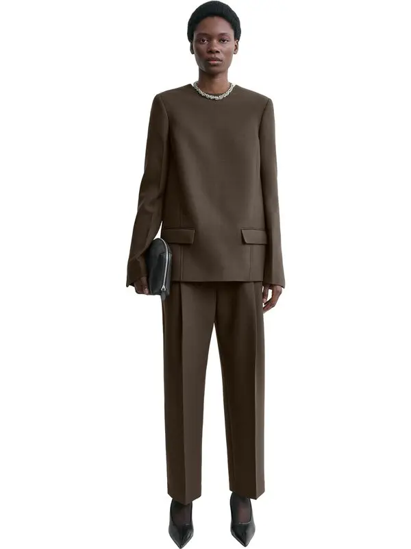 TOTEME Suiting Fabric Pocket Top - Bark