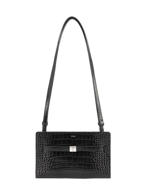 TOTEME Belted Croc-embossed Leather Crossbody Bag - Black