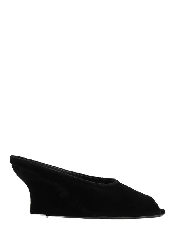 TOTEME Peep-toe Velvet Wedge Mules - Black