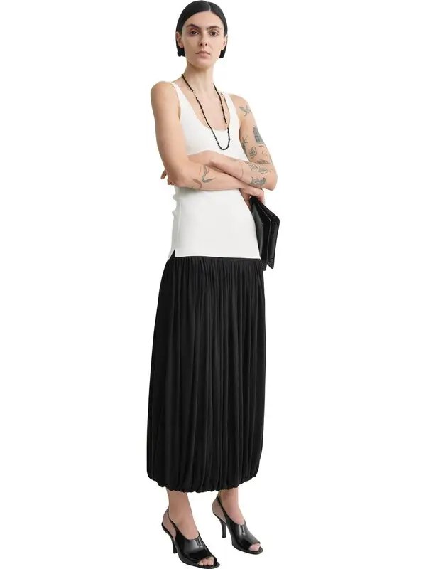 TOTEME Soft Gathered Midi Skirt - Black