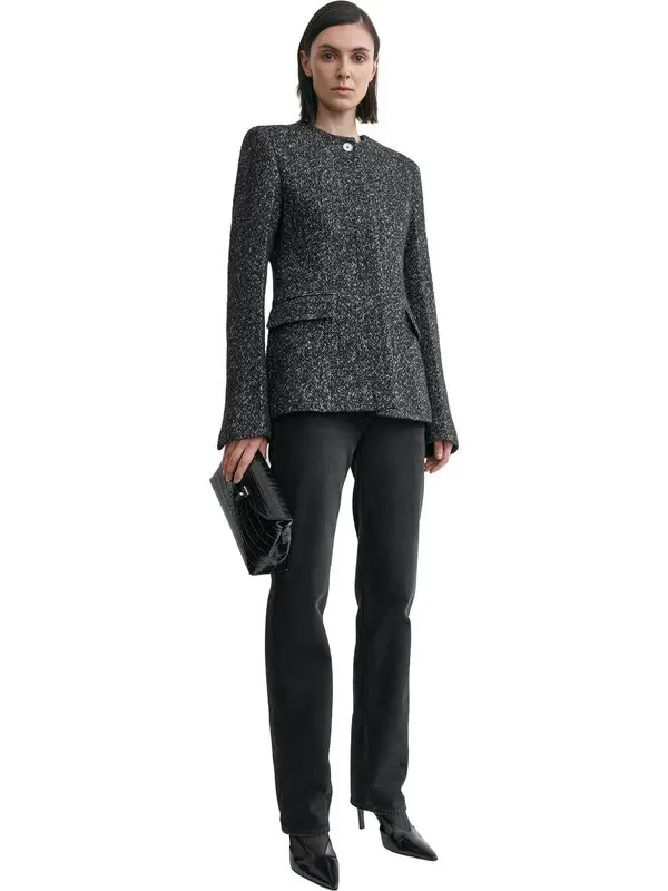TOTEME Collarless Cinched Jacket - Black-white