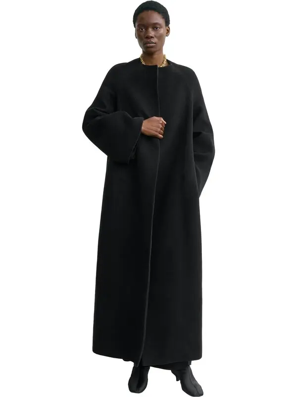 TOTEME Bell-sleeve Wool-blend Coat - Black