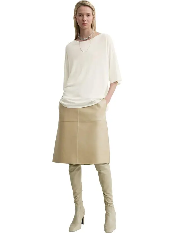 TOTEME Paneled Leather Knee-length Skirt - Rye