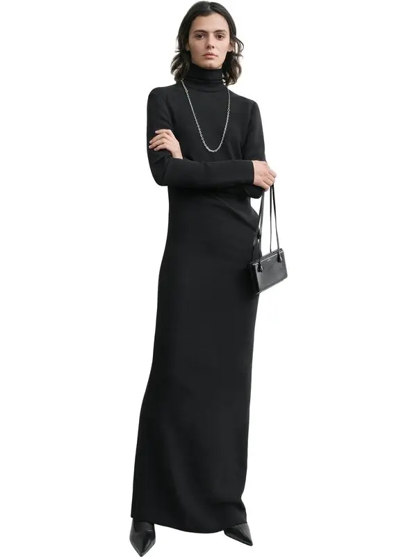 TOTEME Long Sleeve Twisted Maxi Dress - Black