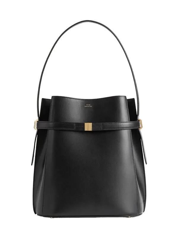 TOTEME Belted Leather Bucket Bag - Black