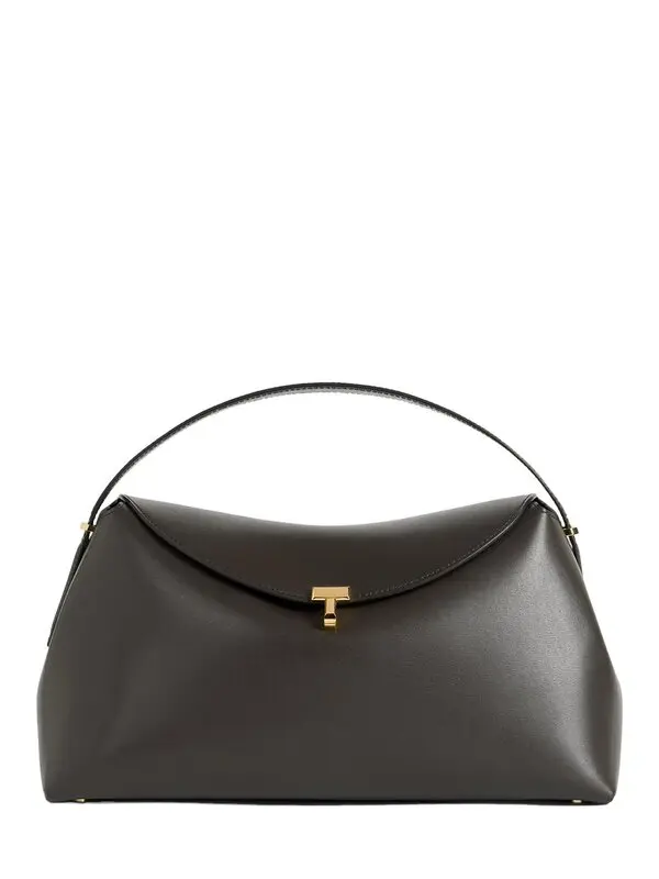 TOTEME T-lock Leather Top Handle Bag - Bark