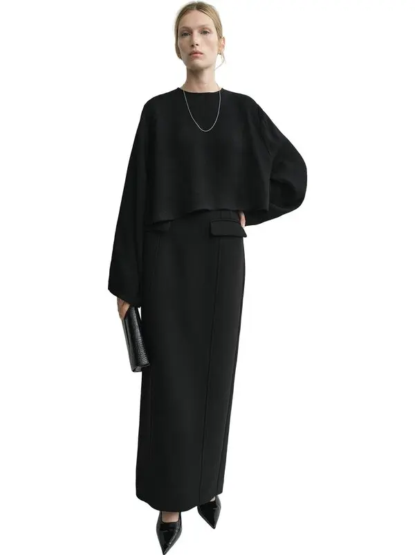 TOTEME Cropped Sablé Blouse With Wide Sleeves - Black