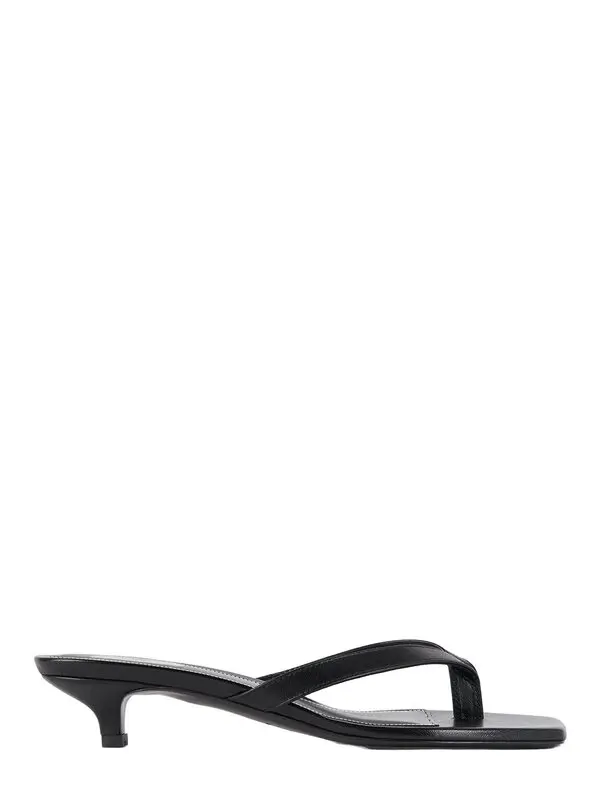 TOTEME Leather Heeled Flip Flops - Black