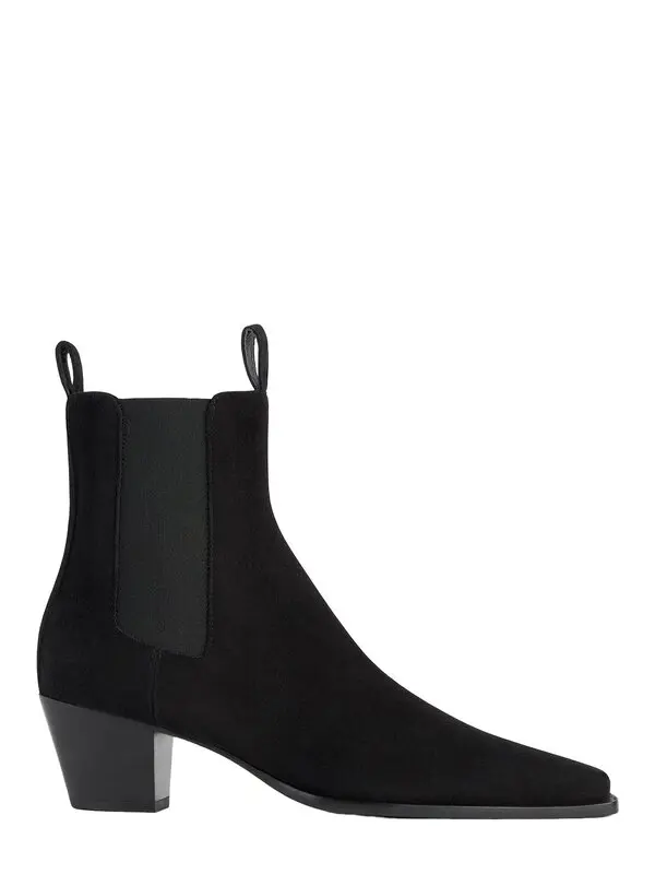 TOTEME Suede City Boots With Stacked Heel - Black