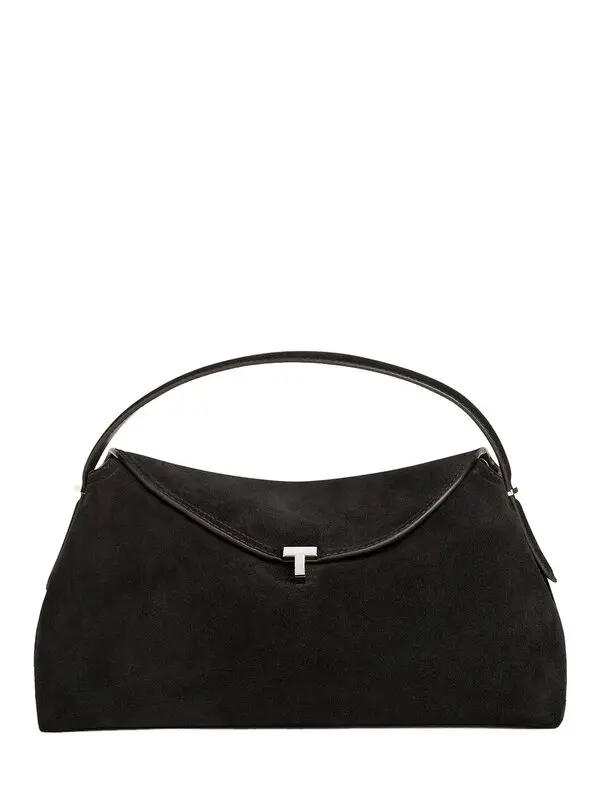 TOTEME T-lock Suede Top Handle Bag - Espresso