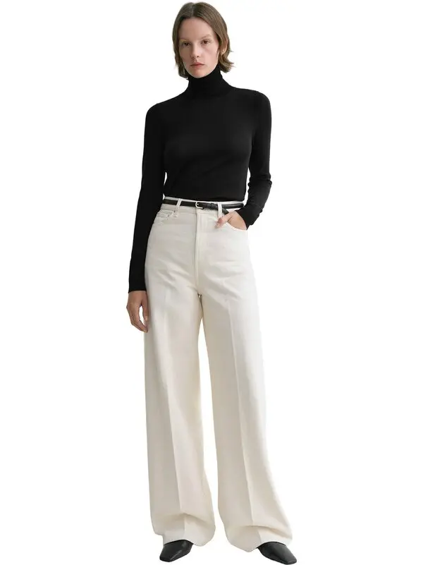 TOTEME Wide Leg Denim Jeans - Ecru
