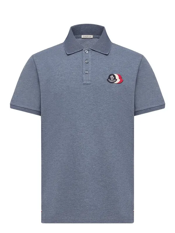 Moncler Cotton Piquet Polo Shirt - Blue