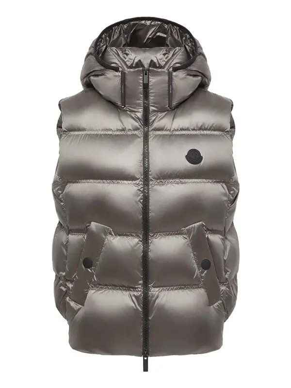 Moncler Fluidite Hooded Down Vest - Grey