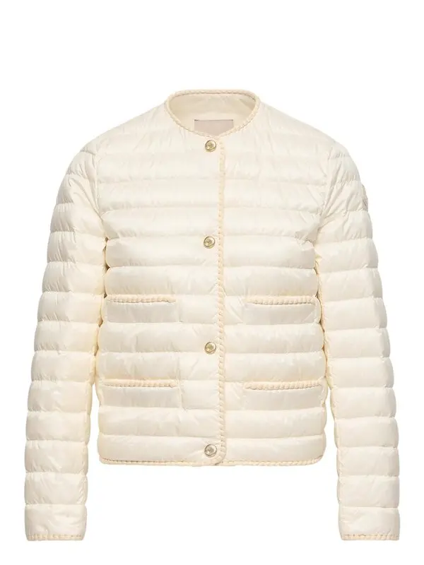 Moncler Circaete Braided Trim Short Down Jacket - White