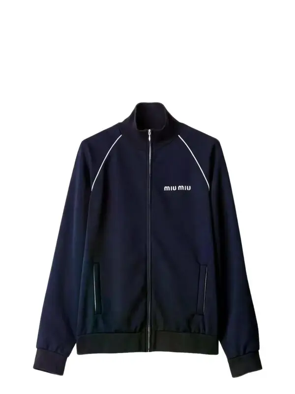 Miu Miu Logo Detail Zip-fastening Sweatshirt - Blue