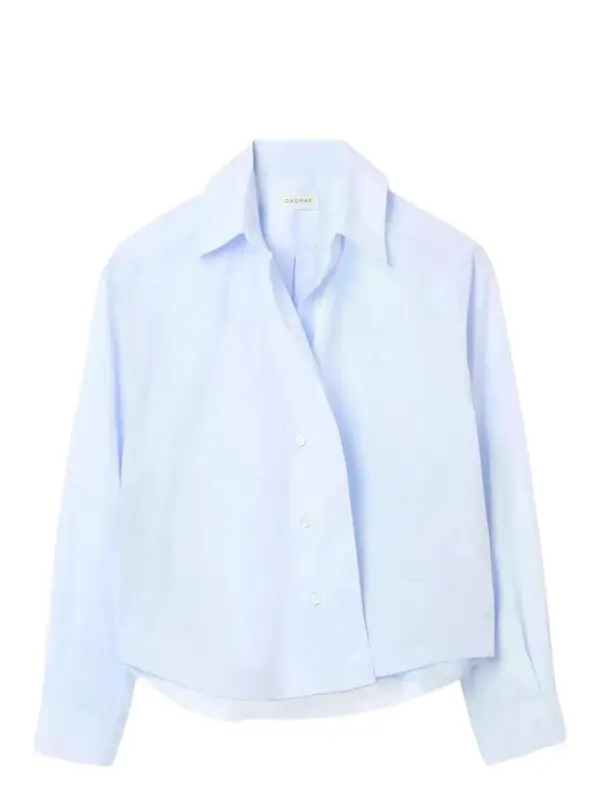 HOUSE OF DAGMAR Cropped Long Sleeve Shirt - Blue