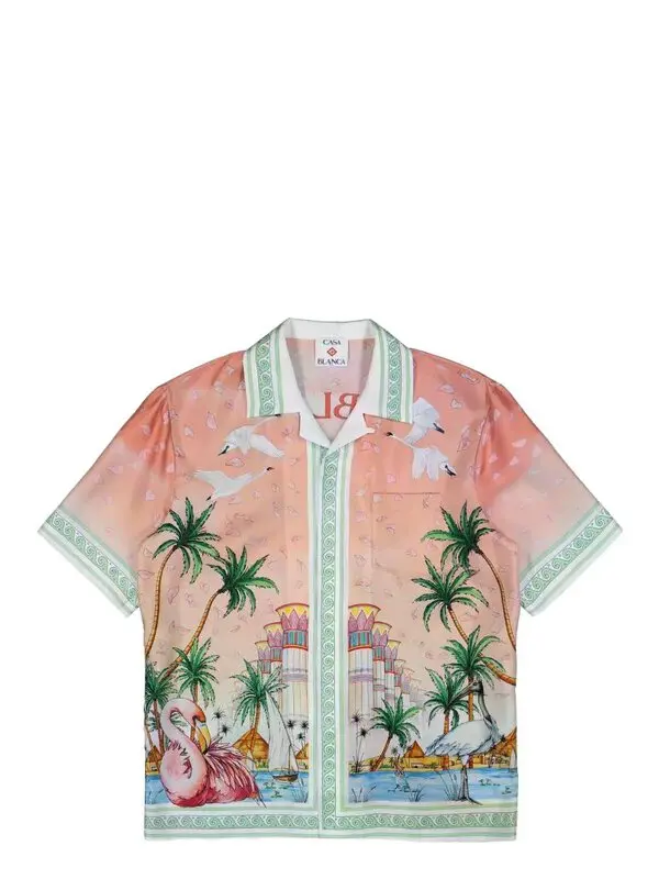 Casablanca Ethereal Cuban-collar Short-sleeved Shirt - Pink