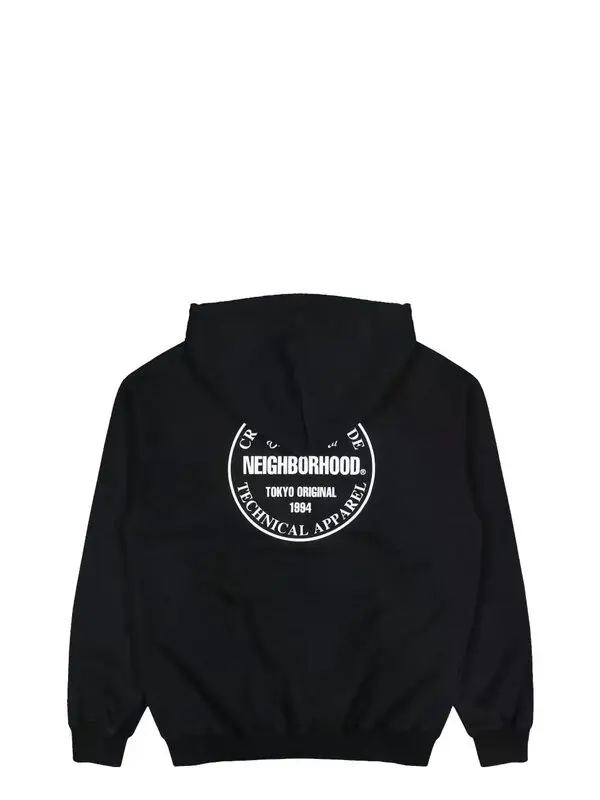 NEIGHBORHOOD Logo Print Drawstring Hoodie - Black
