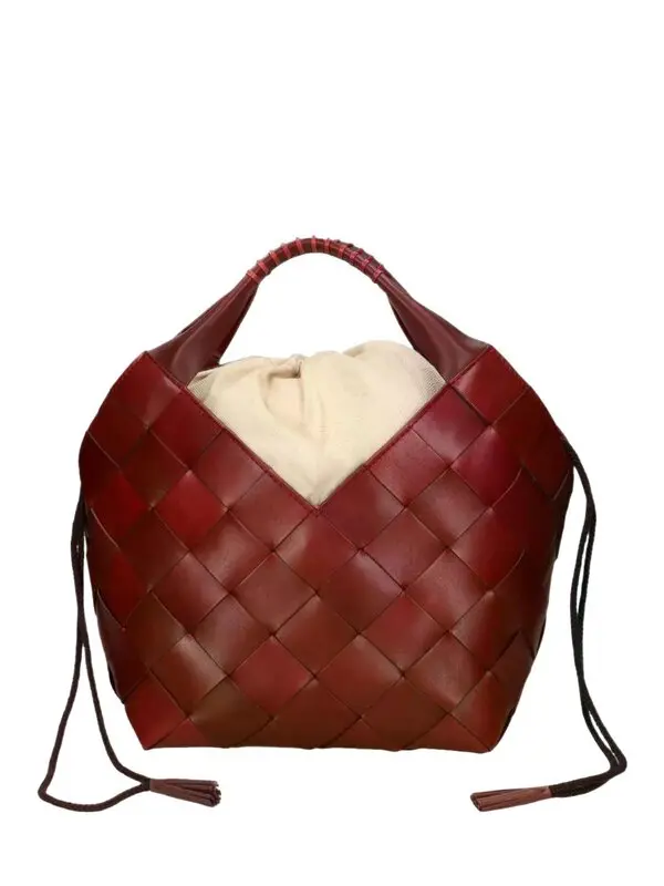 Dragon Diffusion Woven Leather Bucket Bag - Red