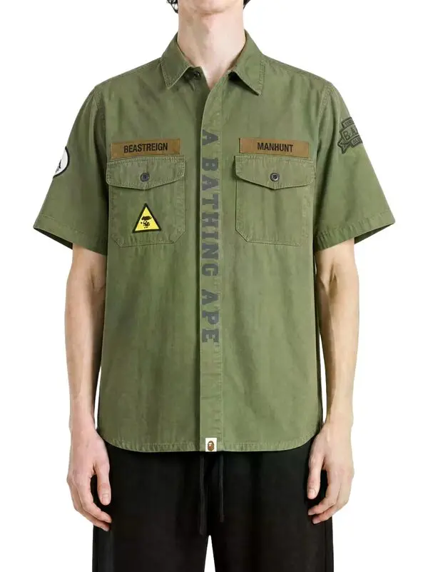 A BATHING APE Logo-print Patch-detail Shirt - Green