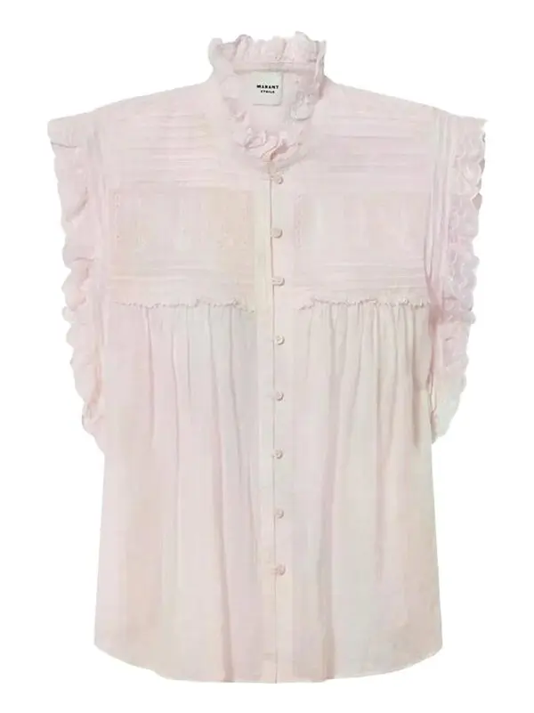 MARANT ETOILE Sleeveless High Neck Top With Ruffled Detailing - Pink