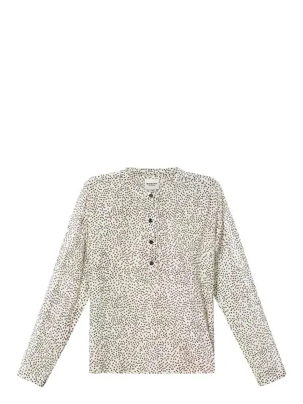MARANT ETOILE Beige Polka Dot Henley Top - Neutrals