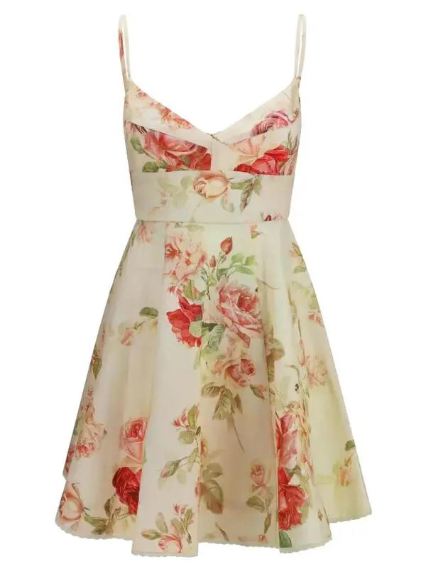 Zimmermann Floral Print Linen Mini Dress - Neutrals