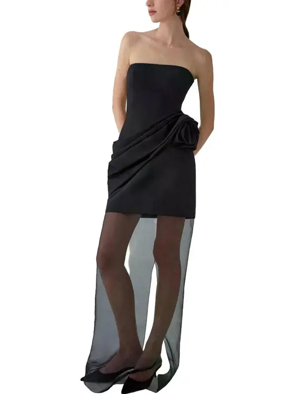 Carolina Herrera Strapless Organza Skirt Gown - Black