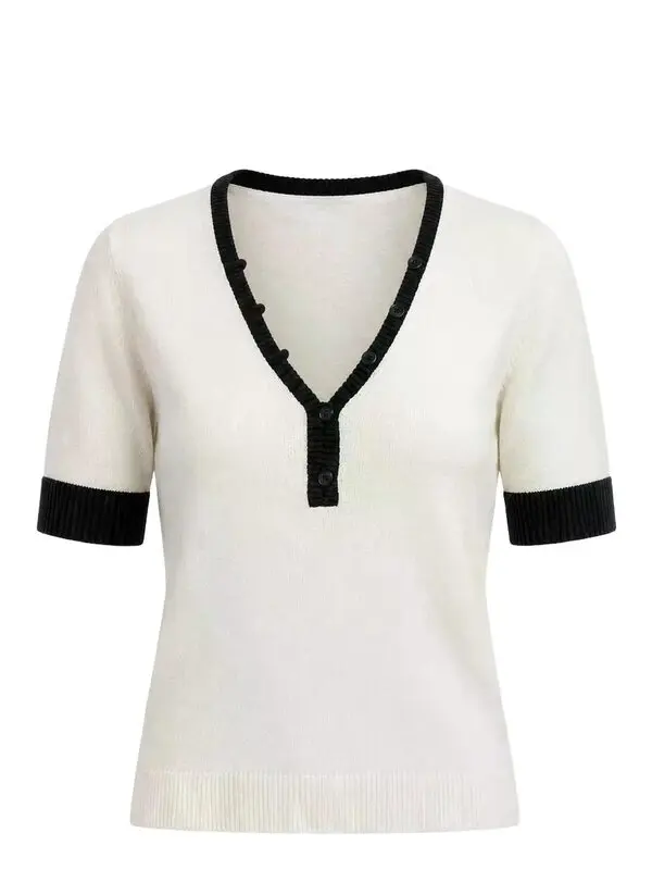 WHITE & WARREN Short-sleeved T-shirt With Contrast Trim - Neutrals