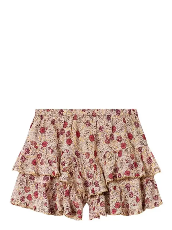 MARANT ETOILE Floral Print Tiered Shorts - Neutrals