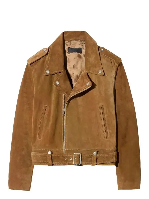 NILI LOTAN Suede Biker Jacket - Brown