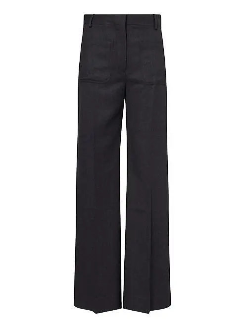 Victoria Beckham Alina Tailored Wool-blend Trousers - Dark Grey Melange