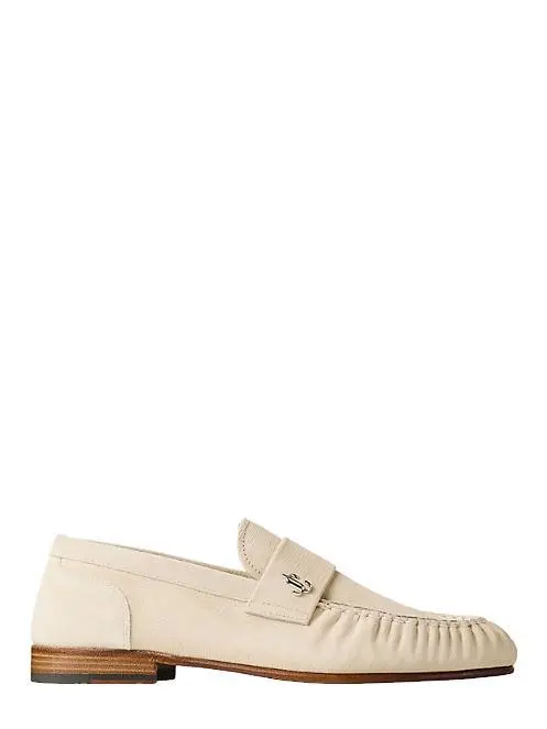 JIMMY CHOO Ellis Etched Velvet Suede Loafers - Bone