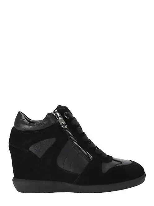 Carvela Altezza Wedge Leather Trainers - Black
