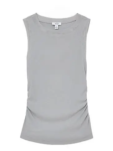 REISS Ruched Stretch Cotton-blend Vest - Grey