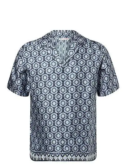 Orlebar Brown Maitan Printed Silk Shirt - Night Iris