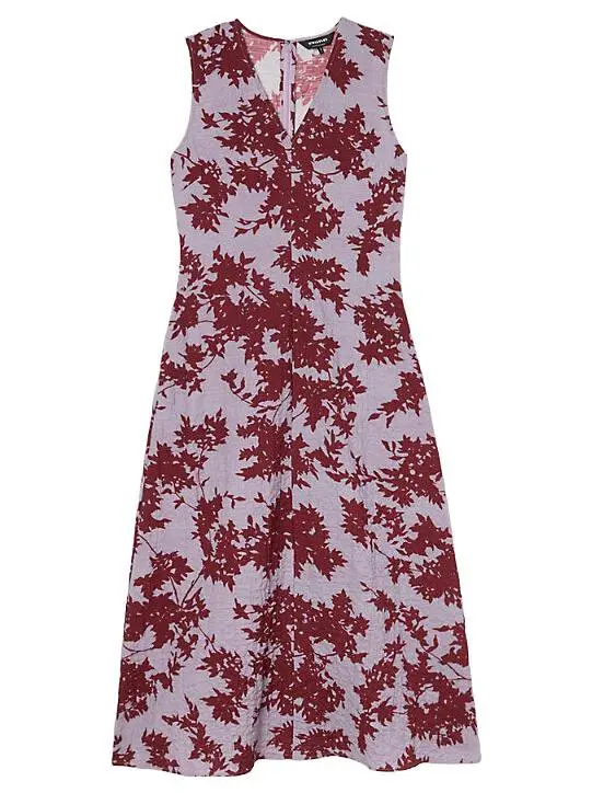 Whistles Floral Textured Cotton Midi Dress - Multi-coloured
