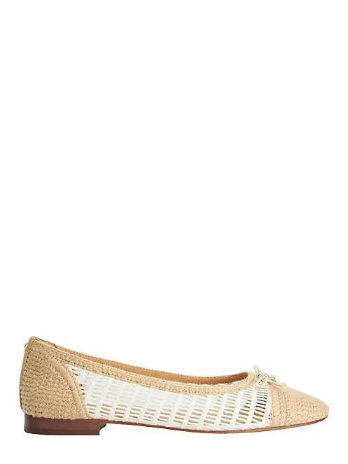 DUNE Raffia Ballet Flats With Bow Detailing - Multi Raffia