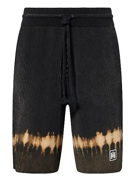 Amiri Ma Patch Tie-dye Knitted Virgin-wool Shorts - Black