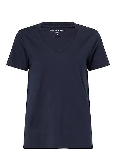 Derek Rose V-neck Pima Cotton-jersey T-shirt - Navy