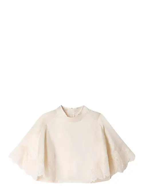 Sandro Lace-trim Cropped Satin Top - Ecru