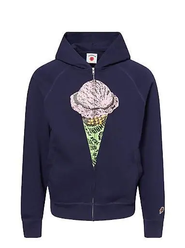 ICECREAM Cone Graphic Zip-up Cotton Hoodie - Navy