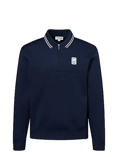 Lacoste Tennis Heritage Quarter-zip Jersey Sweatshirt - Navy