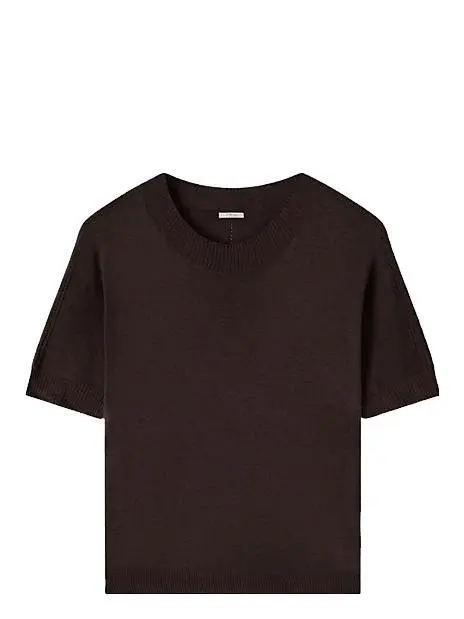 JOSEPH Jana Round-neck Silk Top - Espresso