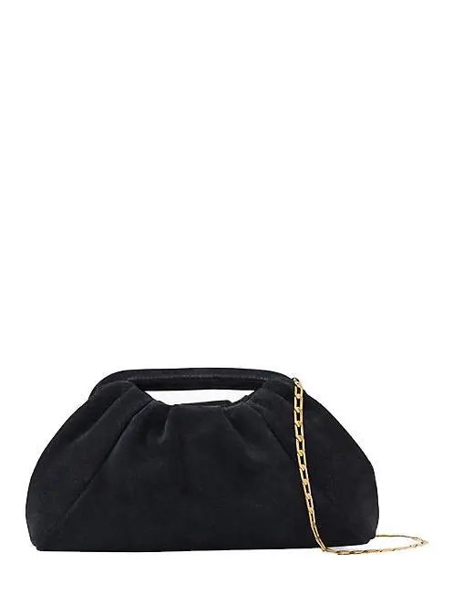 REISS June Suede Clutch Bag - Navy